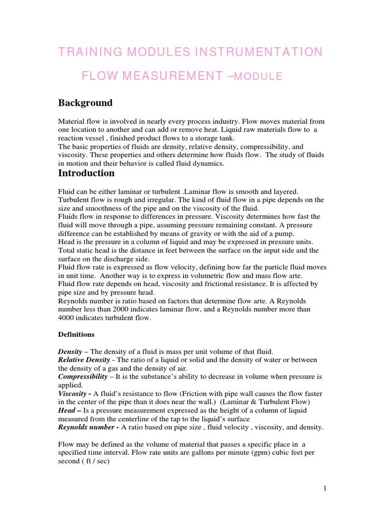 FLOW MEASUREMENT - Course Notes | PDF | Flow Measurement | Fluid Dynamics