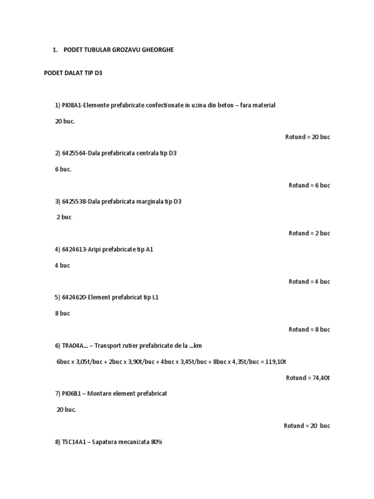 Podet Tubular Grozavu Gheorghe Podet Dalat Tip D3 | PDF