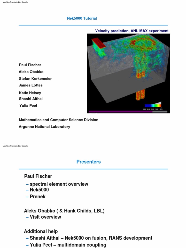 Nek5000 Tutorial: Velocity Prediction, ANL MAX Experiment | Download ...