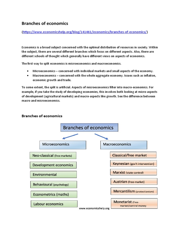 Branches of Economics | PDF | Economics | Keynesian Economics