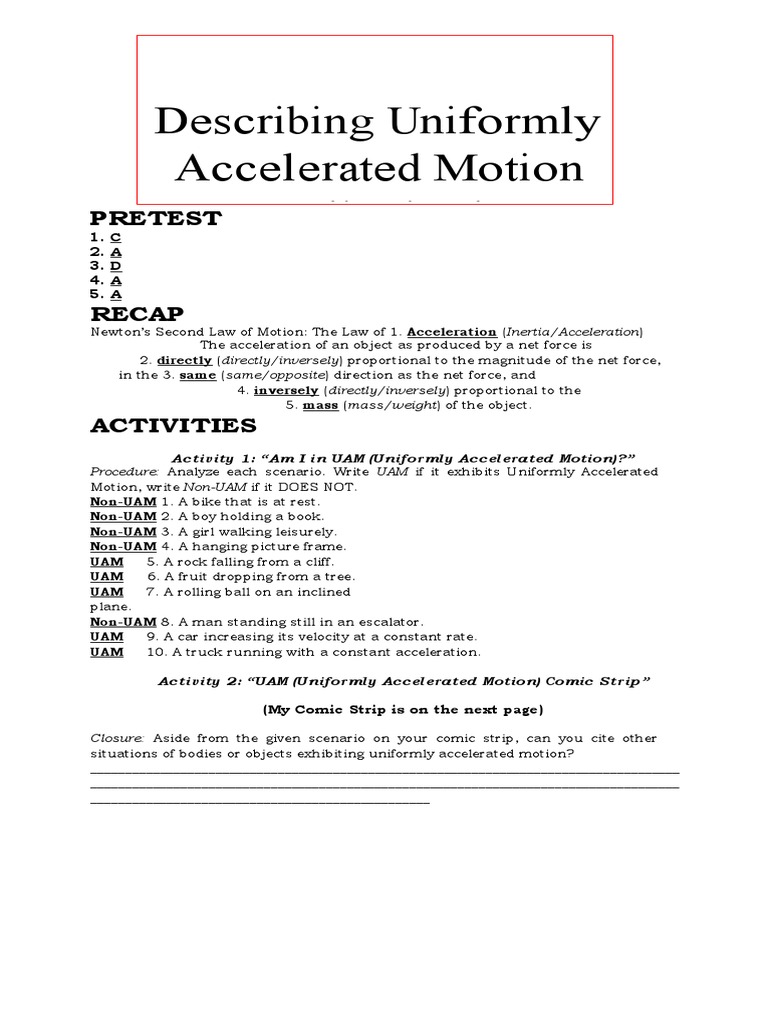 Uniformly Accelerated Motion Module | PDF
