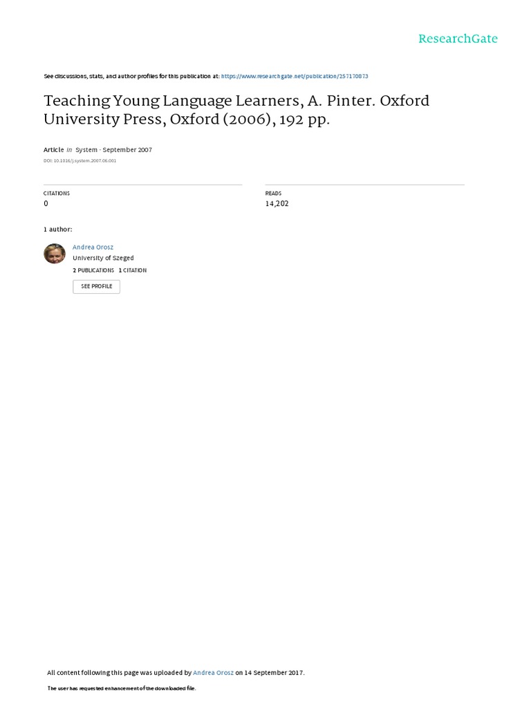 A Pinter Teaching Young Language Learners 2006 Oxford University ...