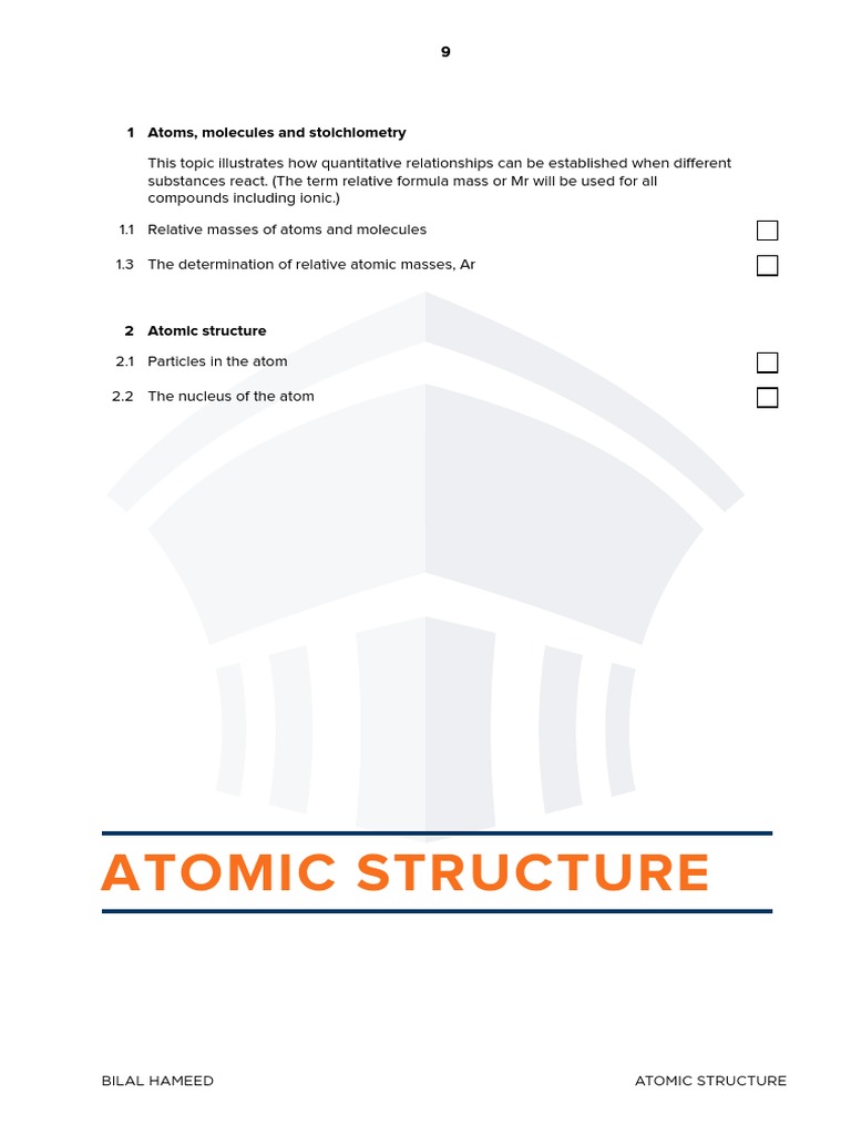 1 Atomic Structure Notes | PDF | Atoms | Proton