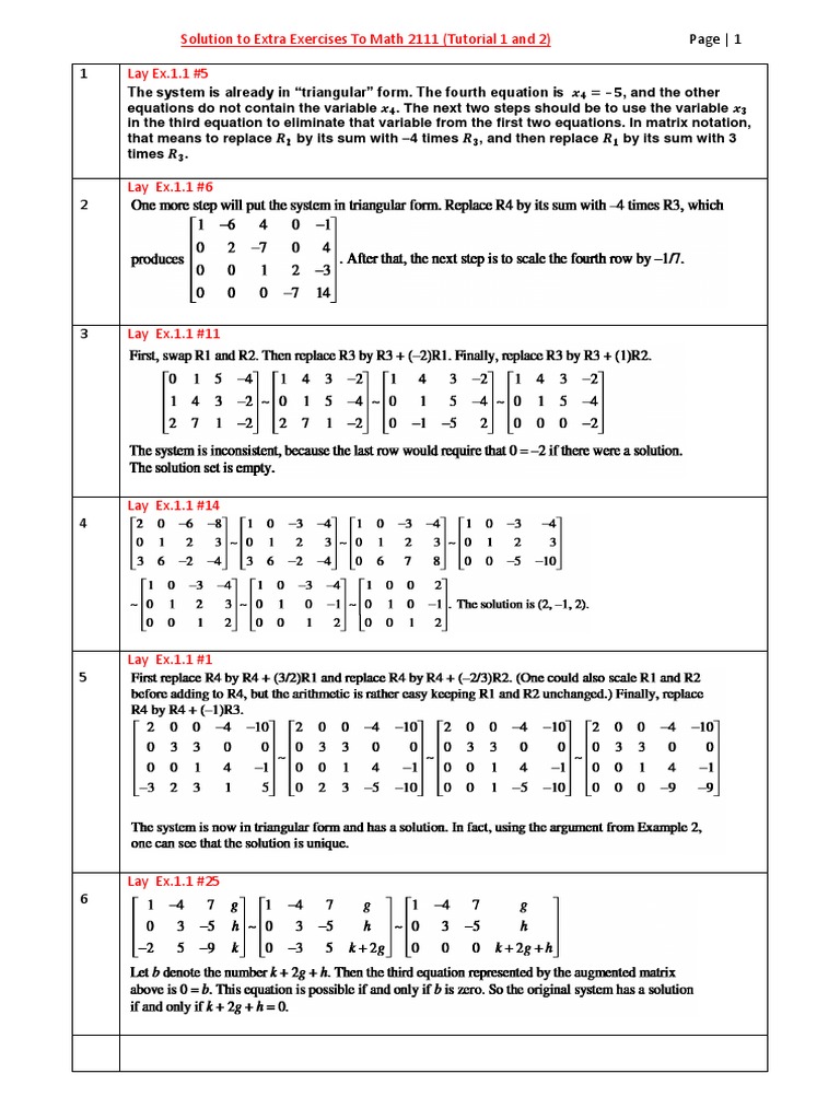 Math 2111 Extra Exercises Solutions | PDF | Matrix (Mathematics ...