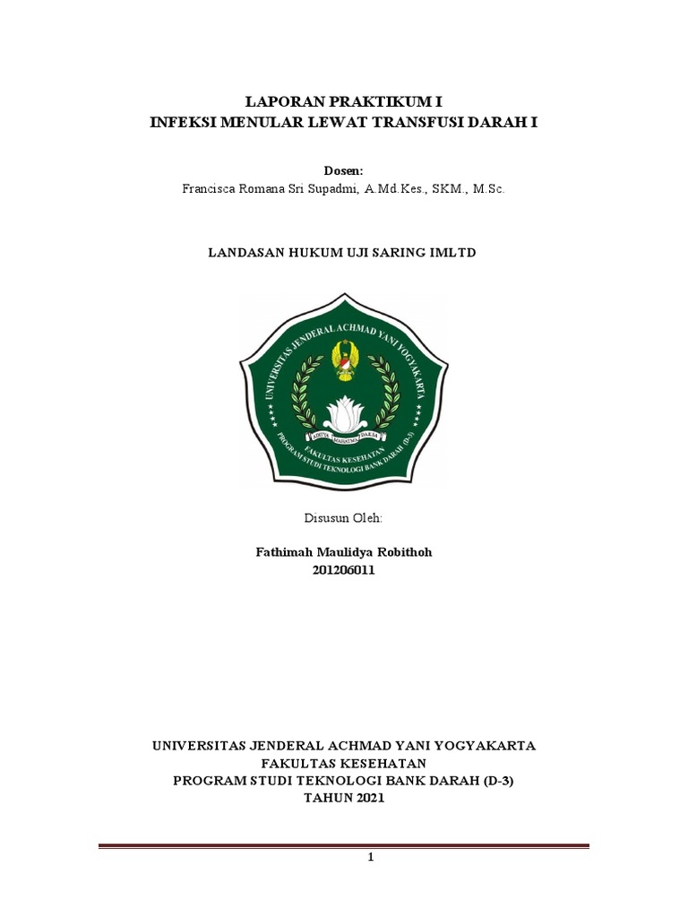 Laporan Landasan Hukum Uji Saring IMLTD | PDF