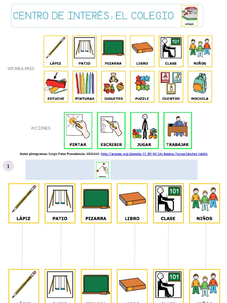 Vocabulario Centro de Interes Colegio | PDF