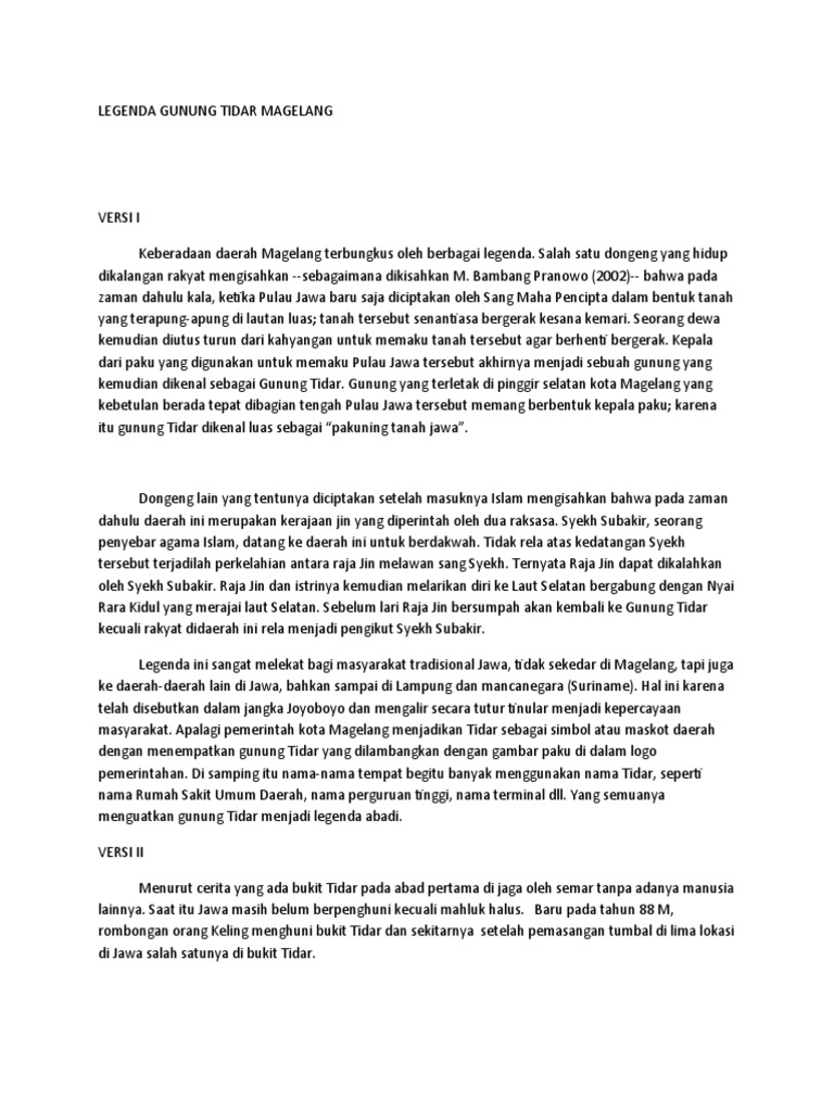 Legenda Gunung Tidar | PDF | Sejarah