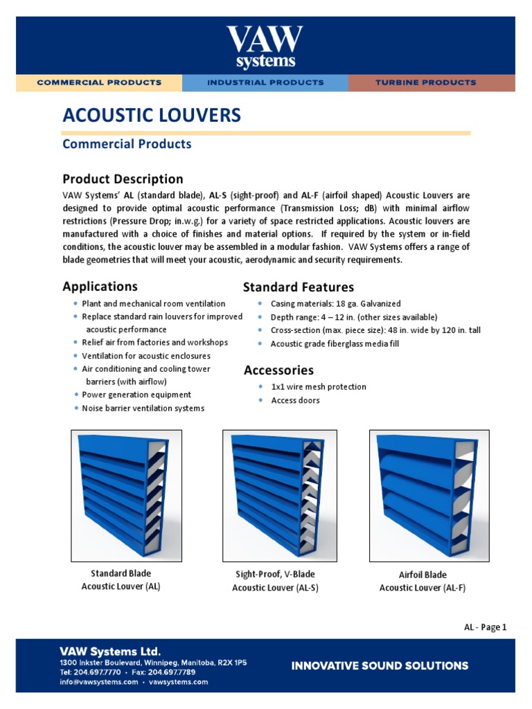 VAW Systems AL Product Sheet | PDF | Door | Airfoil