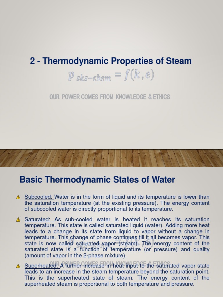 Thermodynamic Properties of Steam | PDF | Steam | Enthalpy