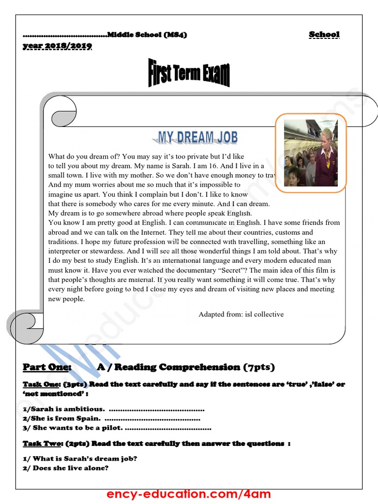 English Dream Job Test | PDF | Languages | Foreign Language Studies