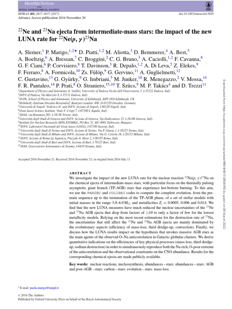 NeNa Cycle Nucleosynthesis | PDF | Stars | Stellar Astronomy
