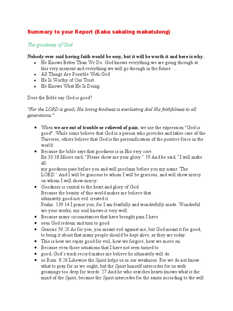 Summary To Your Report Isgma | PDF | God | Omnipotence