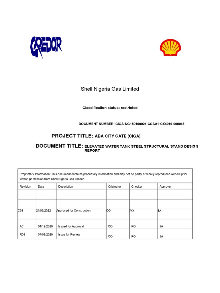 Elevated Steel Water Tank Design Report | PDF | International System Of ...