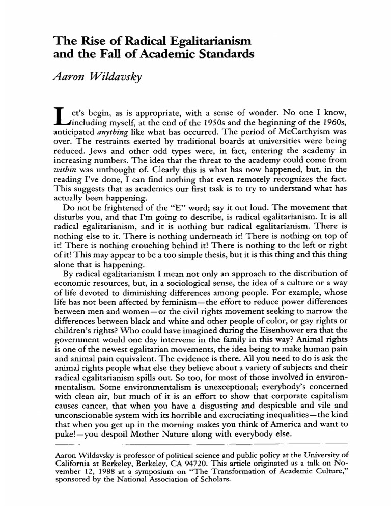 The Impact of Radical Egalitarianism | PDF | Egalitarianism | Democracy