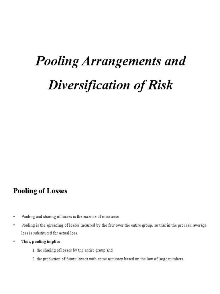 Pooling Arrangements and Diversification of Risk | PDF | Insurance | Risk