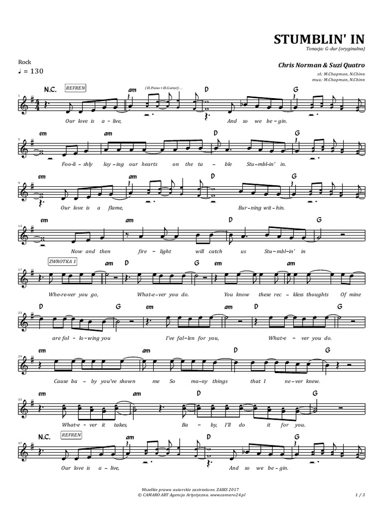 Stumblin' In: N.C. Am D G | PDF | Songs Written | Song Recordings Produced