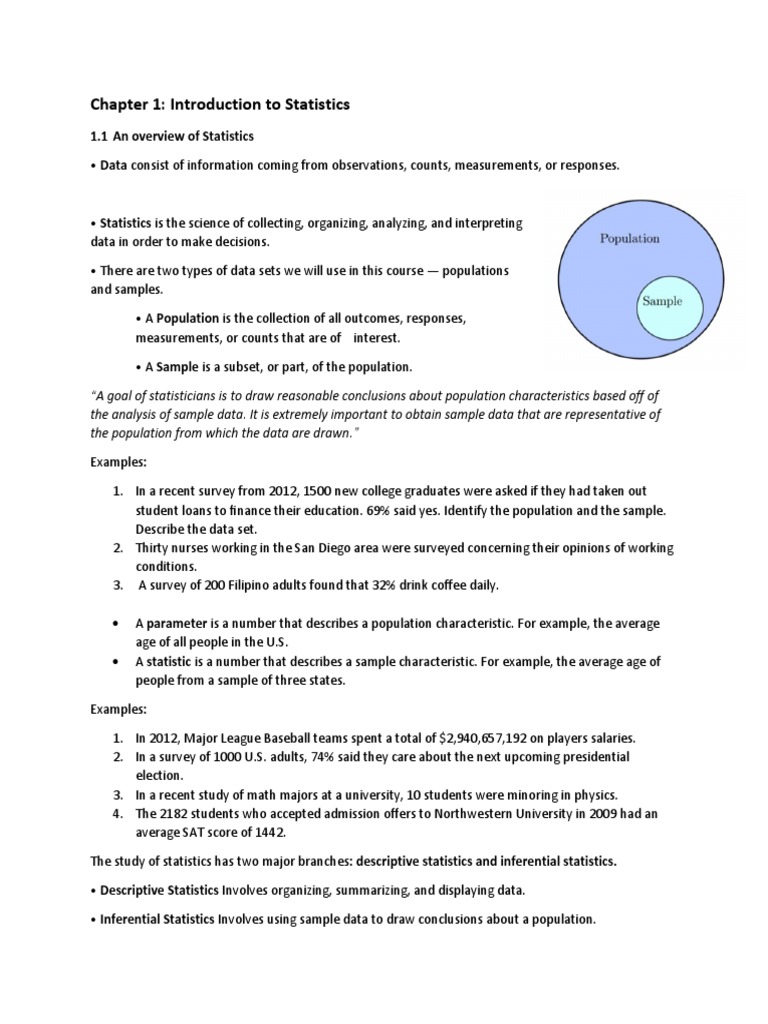 Chapter 1: Introduction To Statistics: 1.1 An Overview of Statistics ...