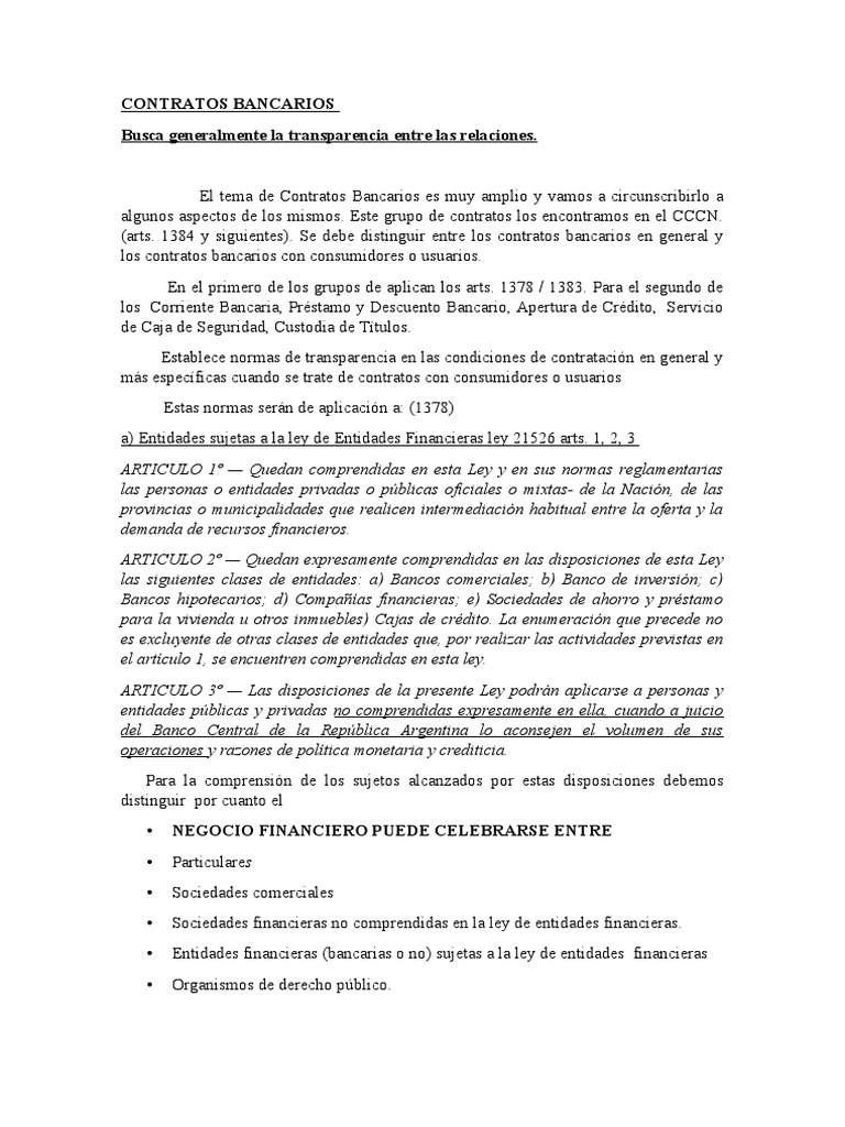 Contratos Bancarios | PDF | Bancos | Los consumidores