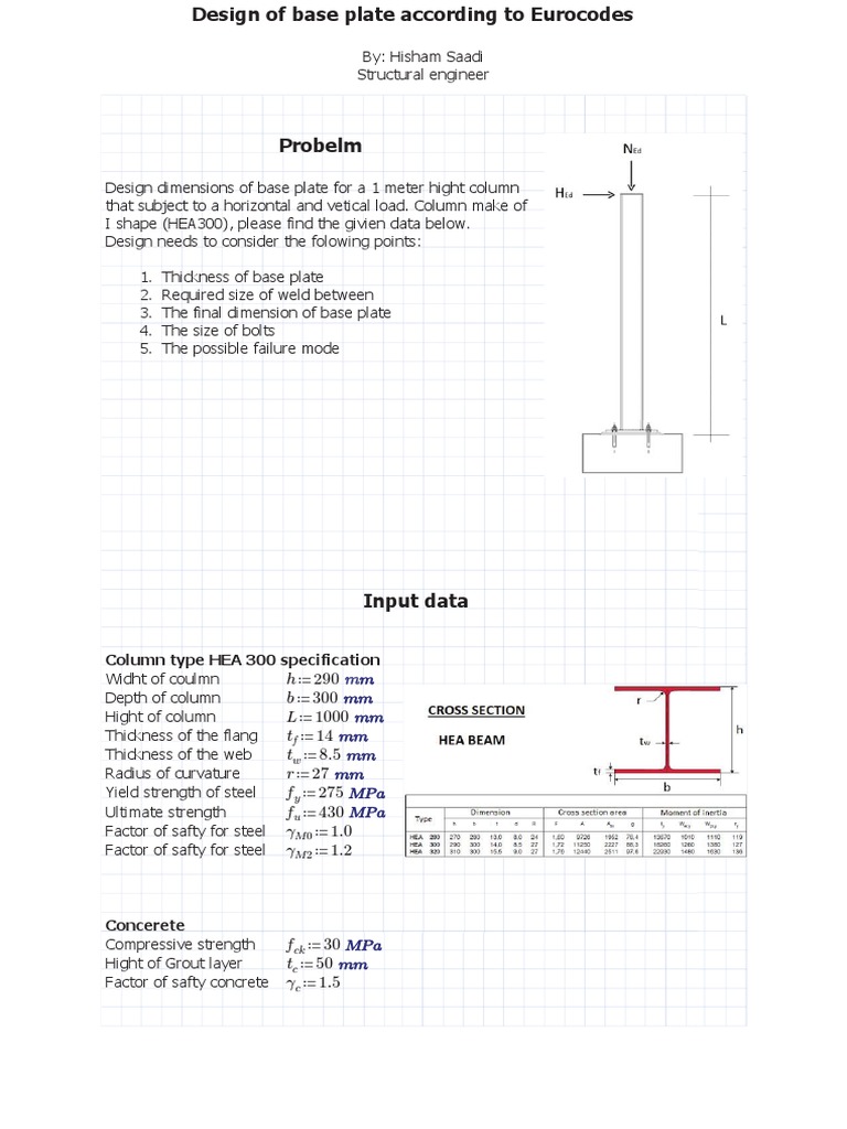 Design of Base Plate by Eurocode | PDF | Strength Of Materials | Column