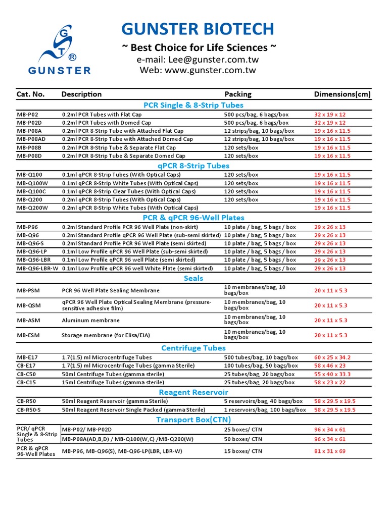 PCR and qPCR Tube Catalog | PDF | Real Time Polymerase Chain Reaction ...