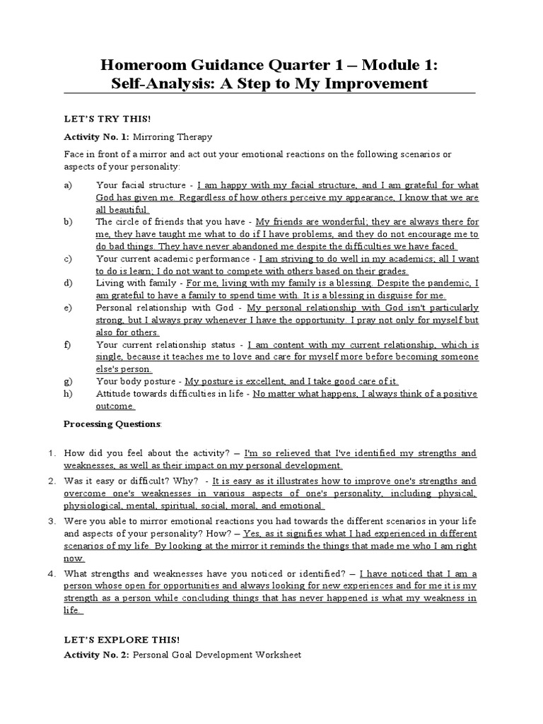 Homeroom Guidance Module 1-3 | PDF | Thought | Prayer