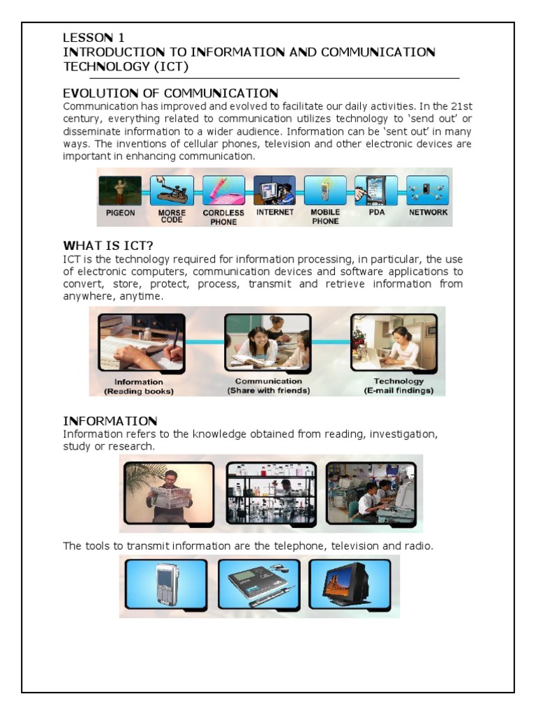 Introduction To Ict Lecture Notes Book Edited Pdf Personal Digital Assistant Computer