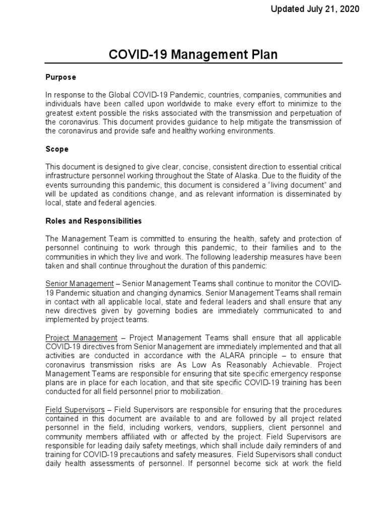 COVID 19 Mitigation Response Plan | PDF | Personal Protective Equipment ...