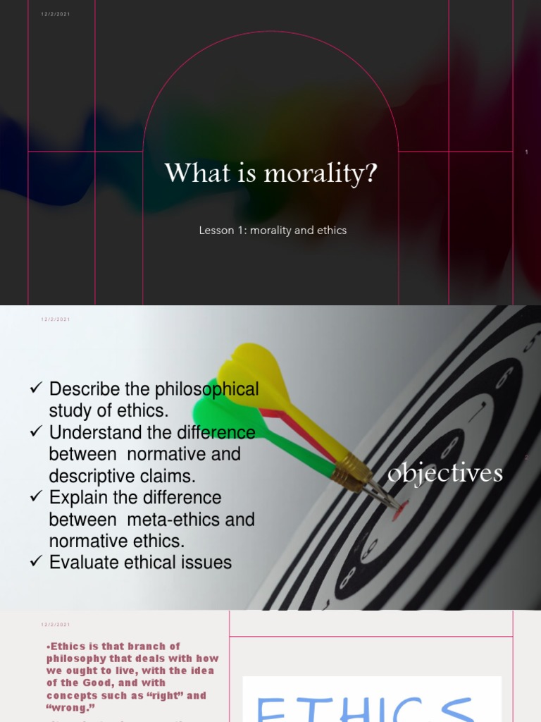 Lesson 1 - What Is Morality | PDF | Morality | Ethical Principles
