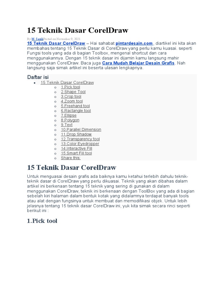15 Teknik Dasar CorelDraw | PDF