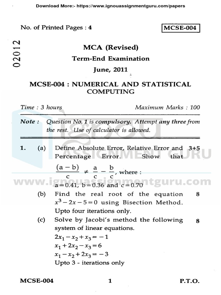 MCSE 004 Previous Year Question Papers by Ignouassignmentguru | PDF ...