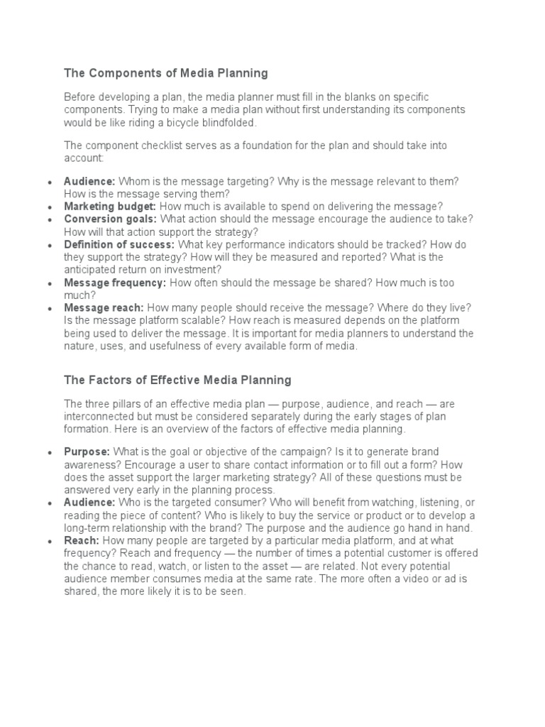 The Components of Media Planning | PDF | Social Institutions | Economies