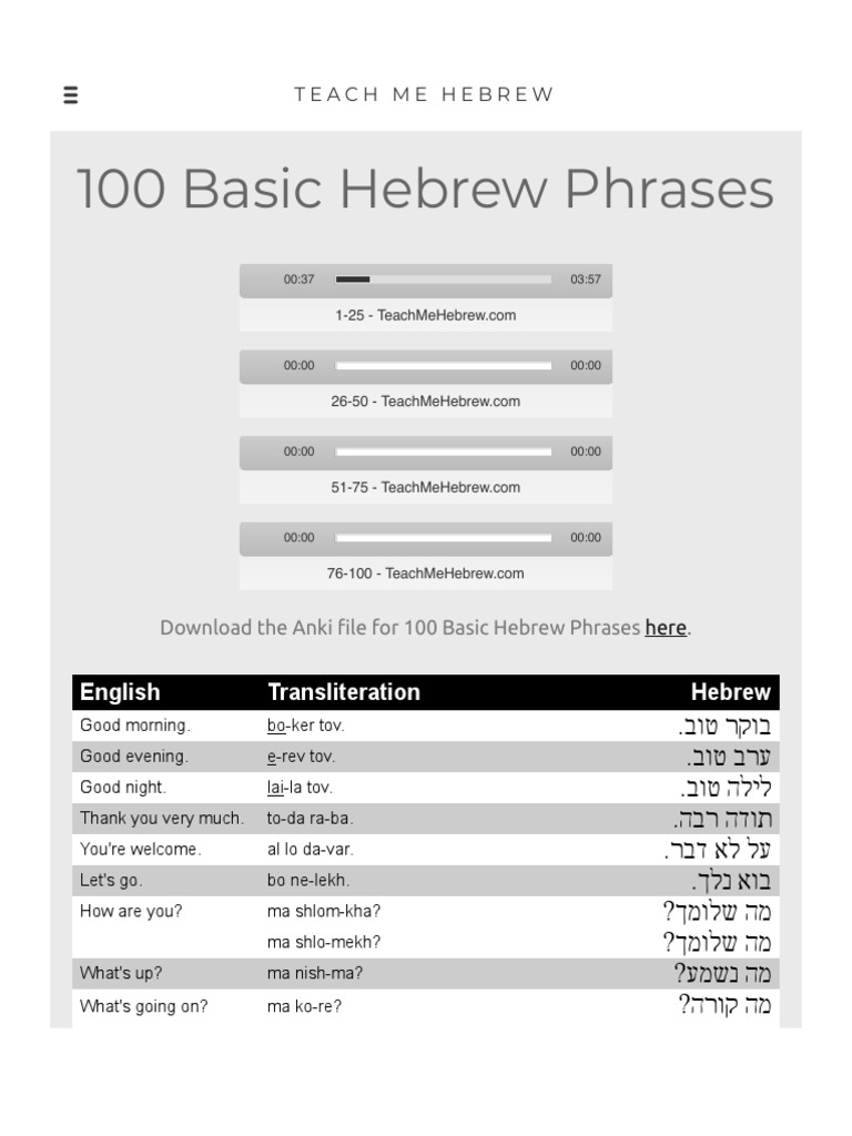 Hebrew Phrases | PDF