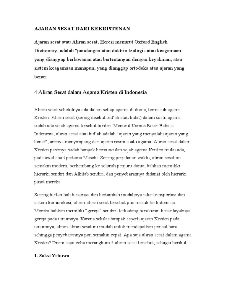 Ajaran Sesat Dari Kekristenan S.gereja | PDF