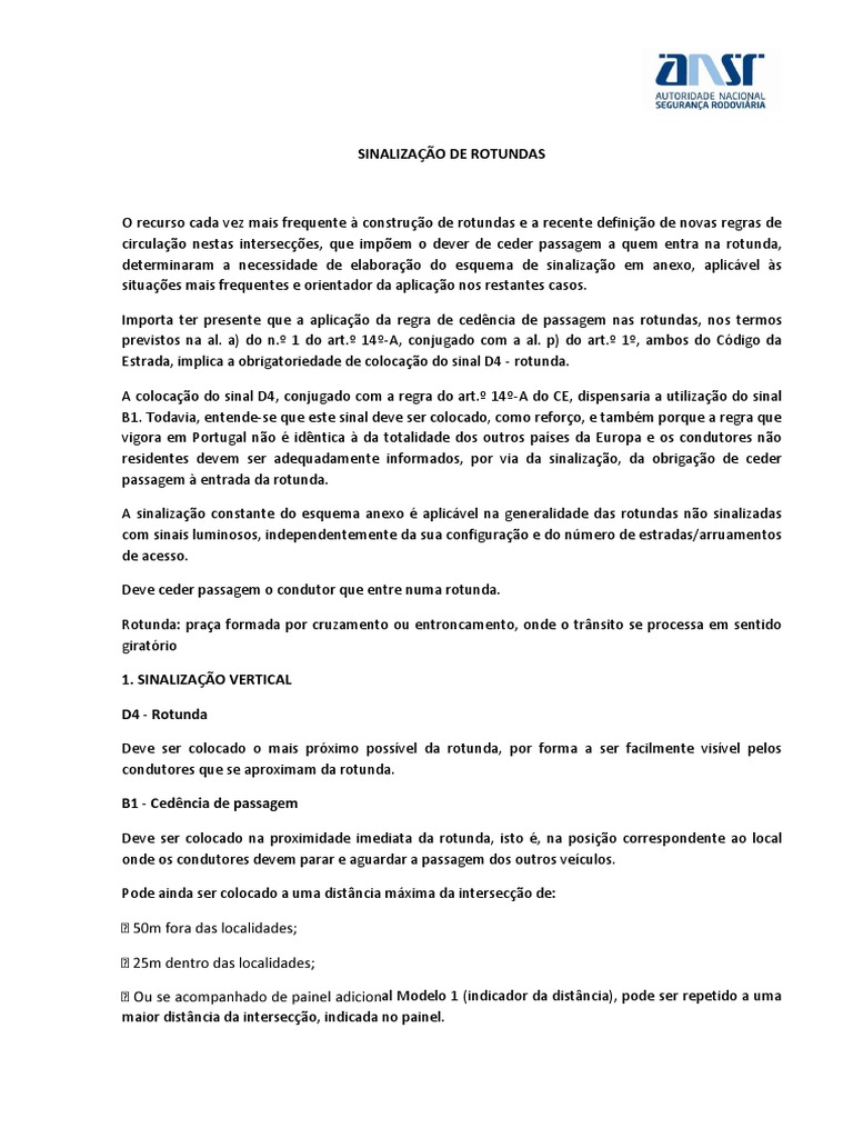 Sinalização e Regras de Rotundas | PDF | Tráfego | Transporte rodoviário