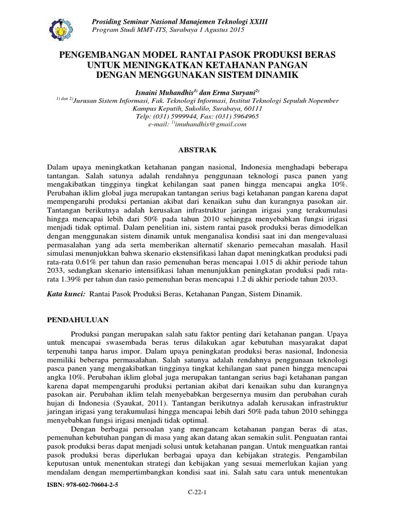 Pengembangan Model Rantai Pasok Produksi Beras | PDF | Teknologi & Rekayasa