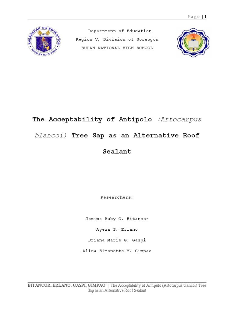 The Acceptability of Antipolo (Artocarpus: Blancoi) Tree Sap As An ...