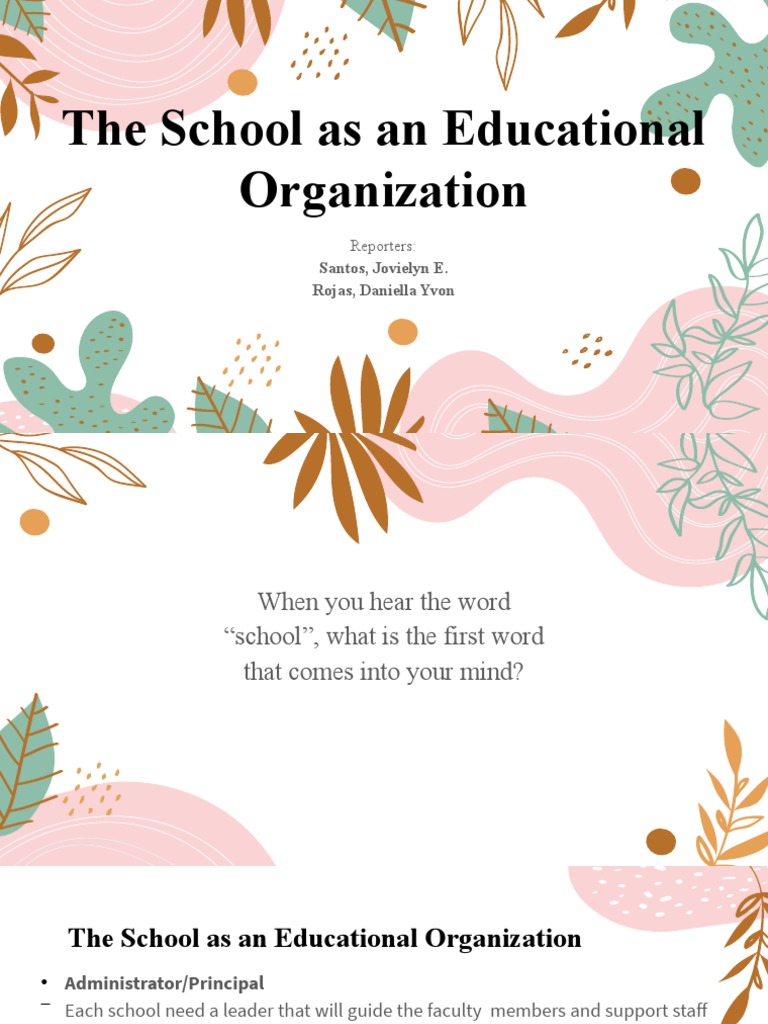 The School As An Educational Organization | PDF | Teachers | Schools