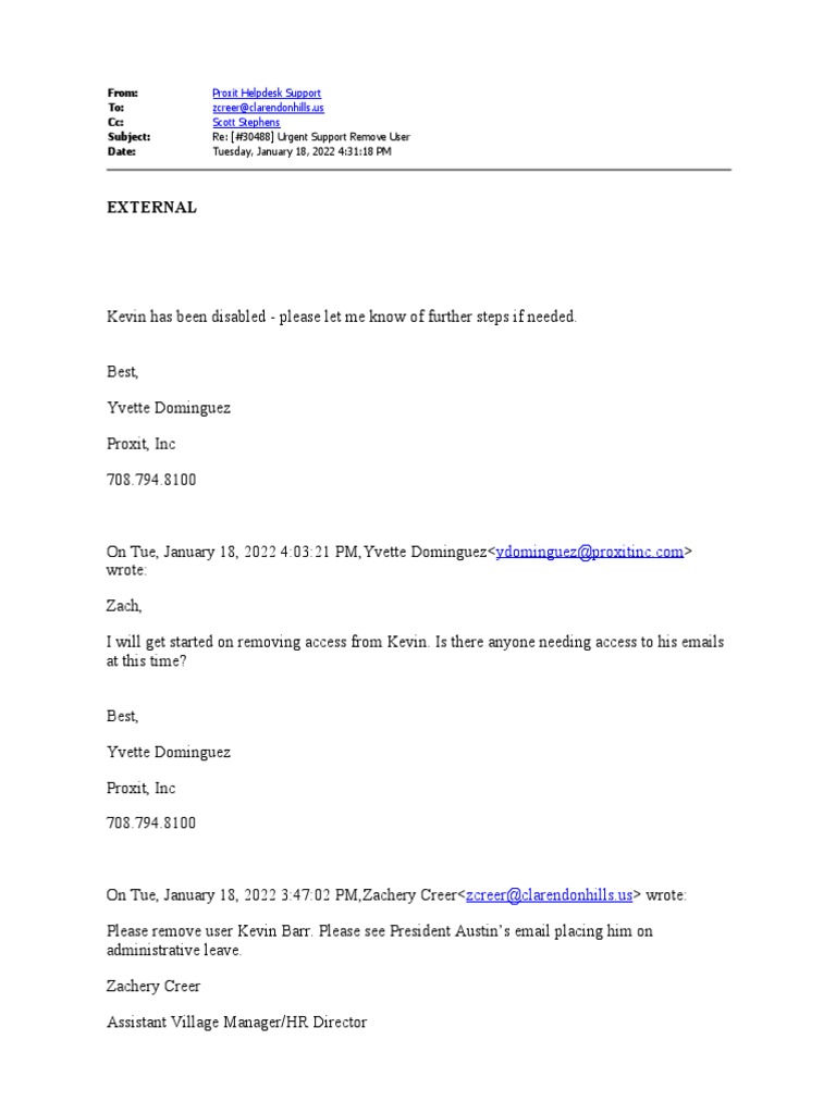 Emails On Kevin Barr's Network Access | PDF