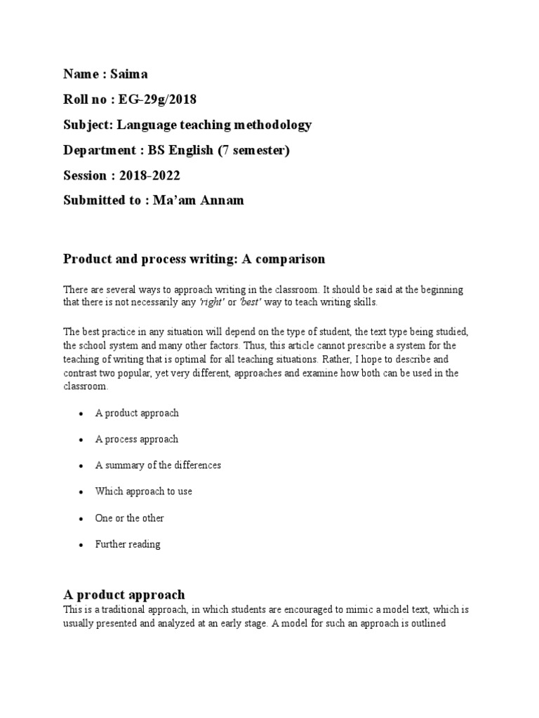 Comparing Product and Process Writing | PDF | Writers | Brainstorming