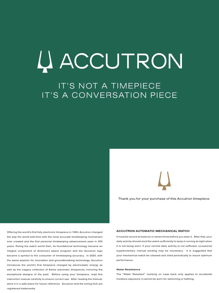 Accutron Automatic Instruction Manual | PDF | Watch | Equipment
