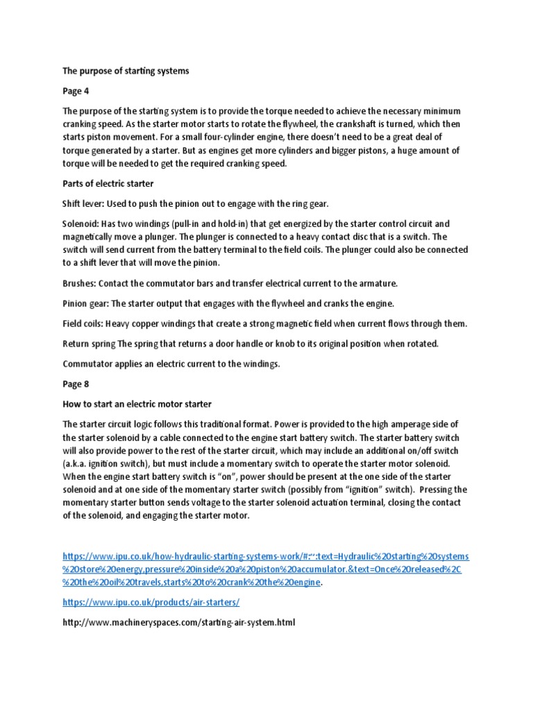 The Purpose of Starting Systems | PDF