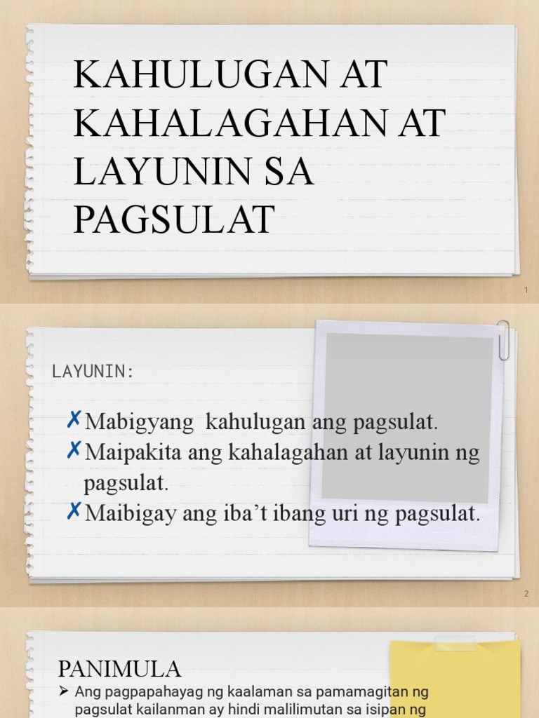 Kahulugan at Kahalagahan at Layunin Sa Pagsulat | PDF