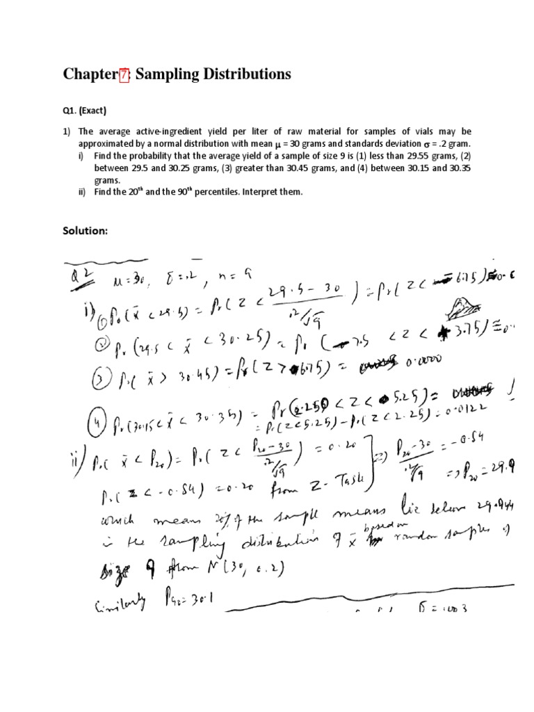 Practice Questions - Chapter 7 (Sampling Distributions) | PDF