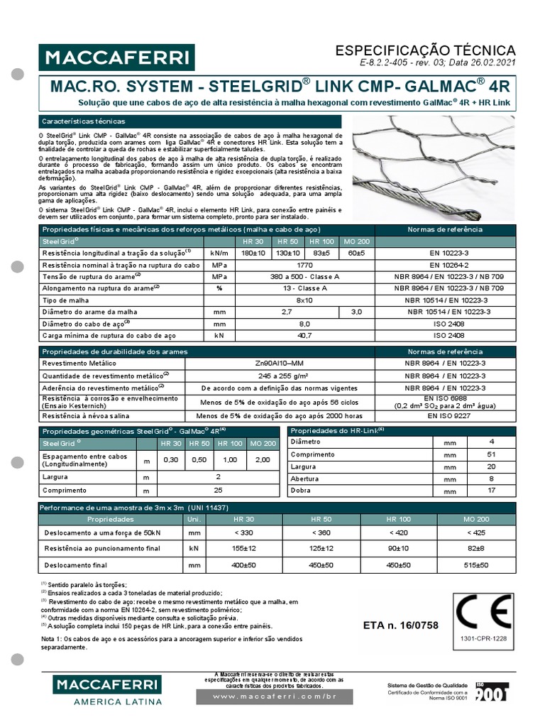 Maccaferri - Especificacao Tela | PDF