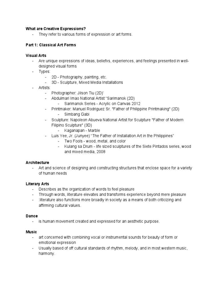 What Are Creative Expressions? | PDF | The Arts | Aesthetics