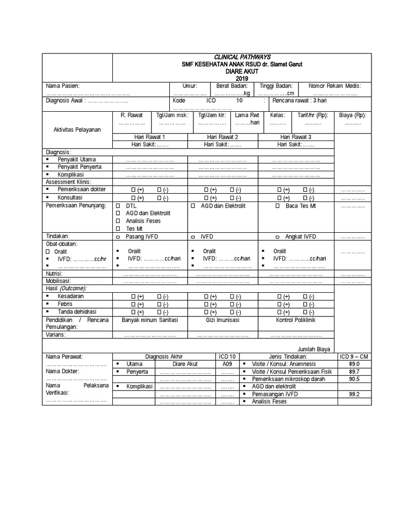 CLINICAL PATHWAYS Diare Akut RSUD | PDF