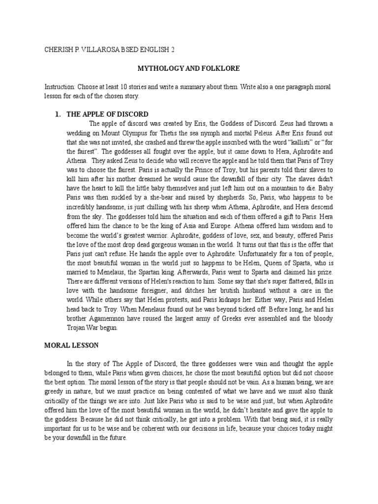 Mythology and Folklore - Activity | PDF