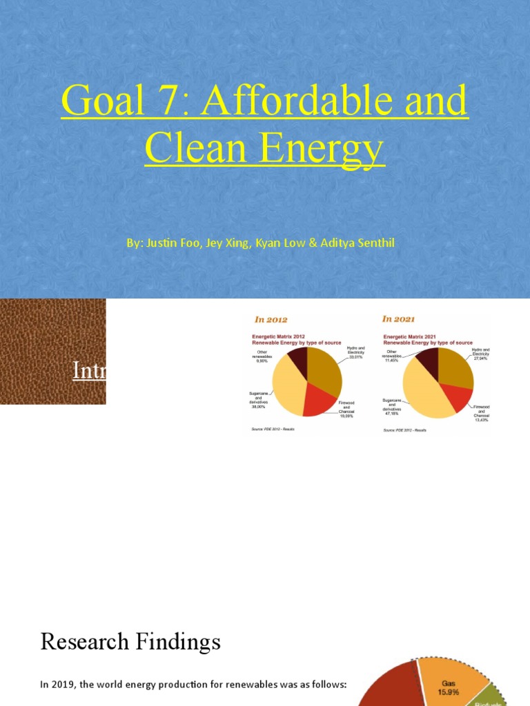 Goal 7: Affordable and Clean Energy: By: Justin Foo, Jey Xing, Kyan Low ...