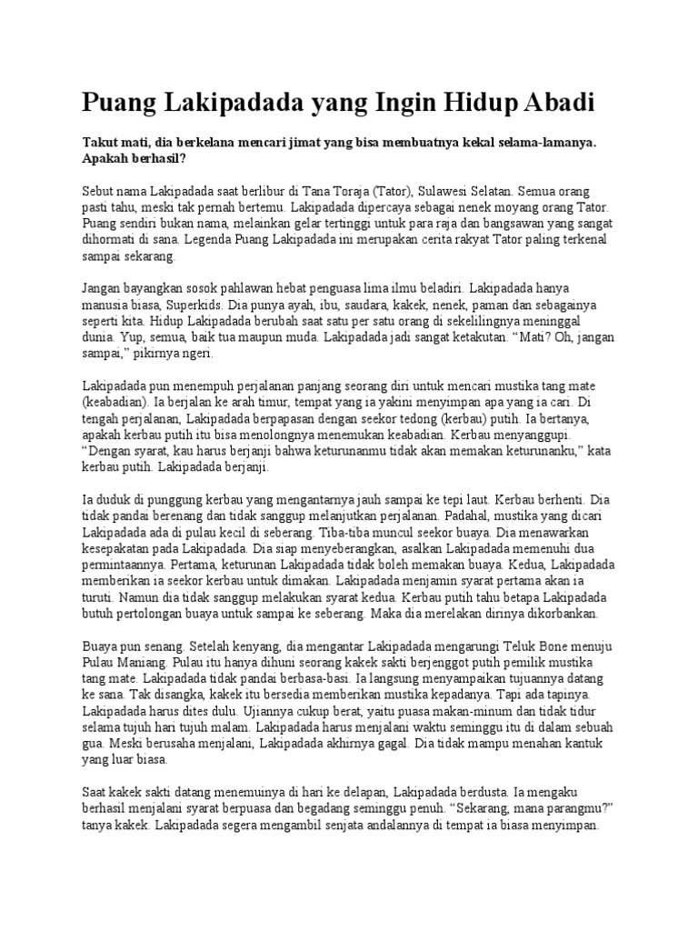 Legenda Puang Lakipadada di Toraja | PDF