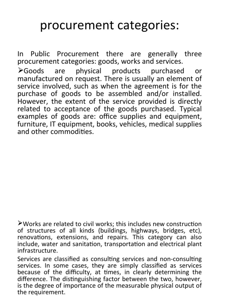 Procurement Categories | PDF